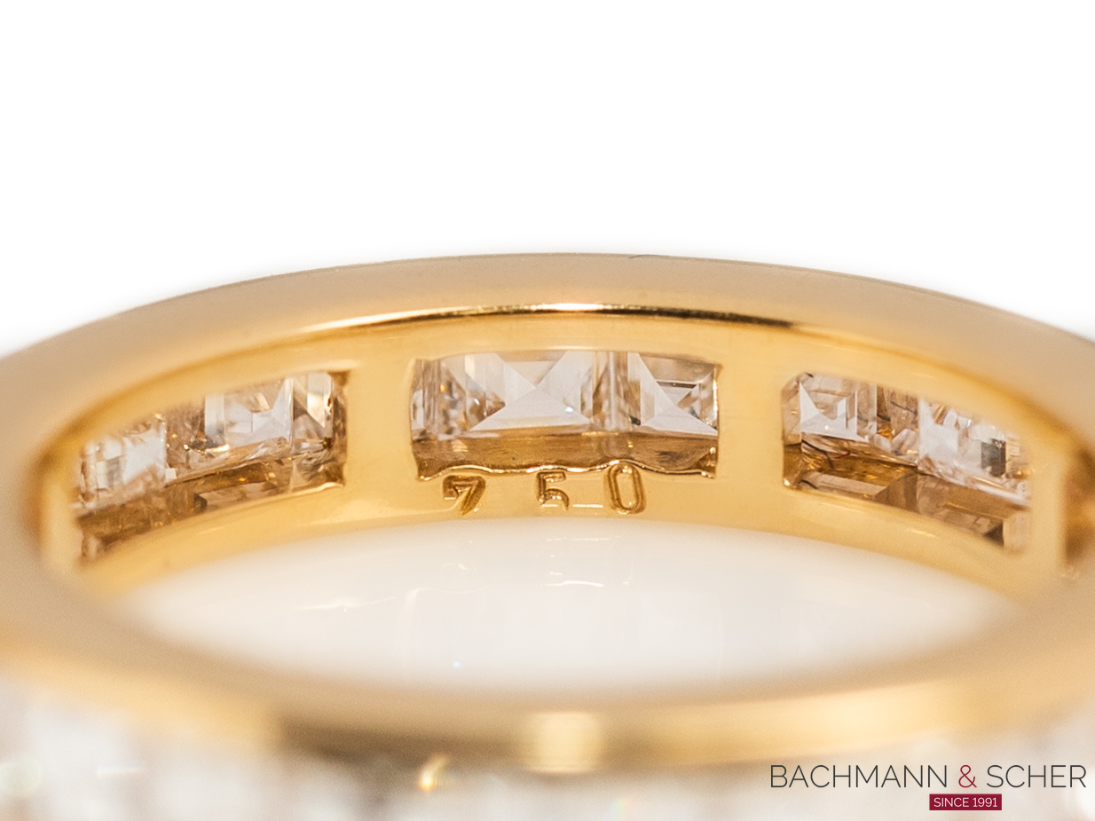 Memory Ring 18k Yellow Gold 25 Diamonds Princess Cut circa 3,9ct VVS1-E ...