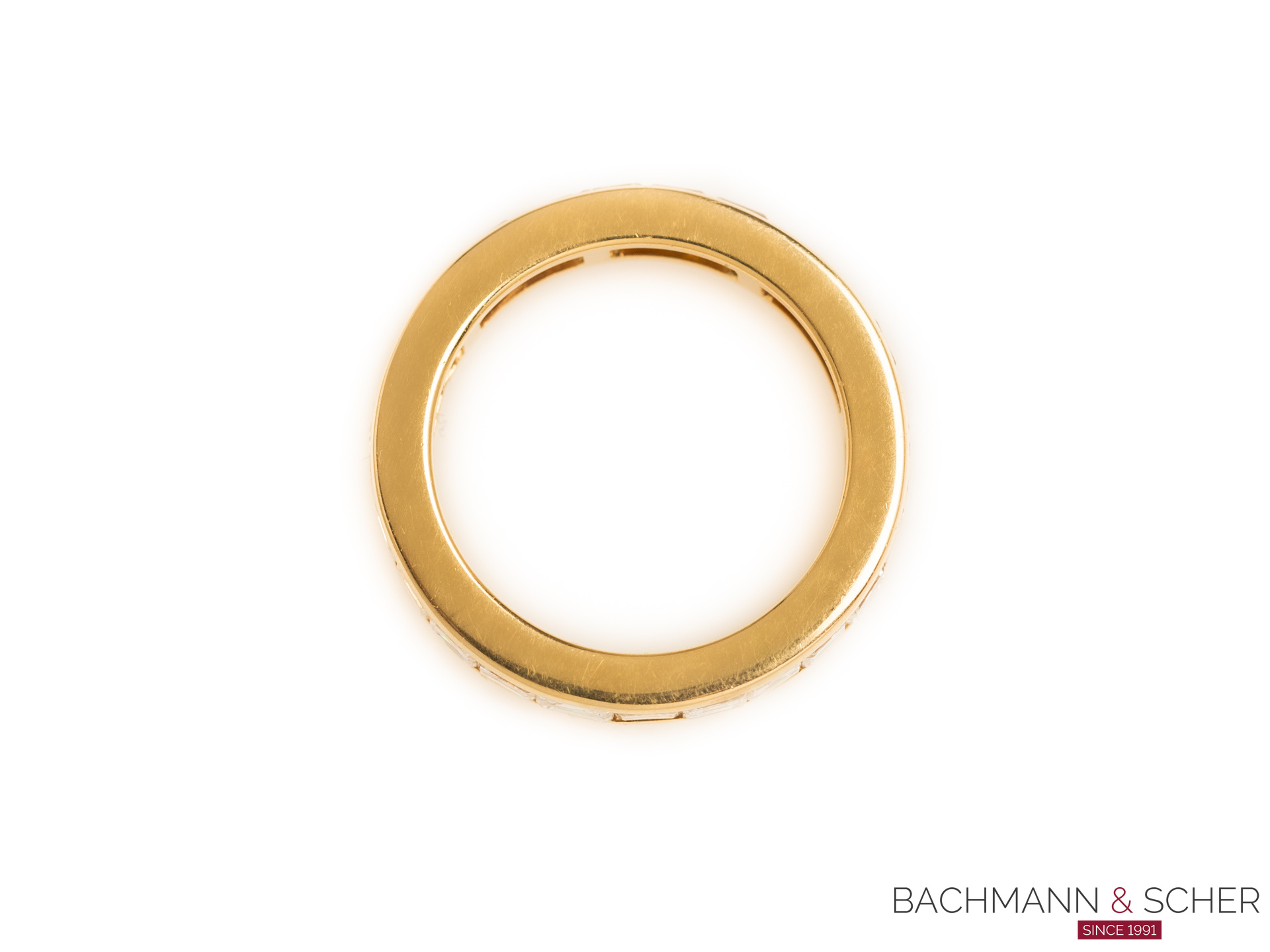 Memory Ring 18k Yellow Gold 25 Diamonds Princess Cut circa 3,9ct VVS1-E ...