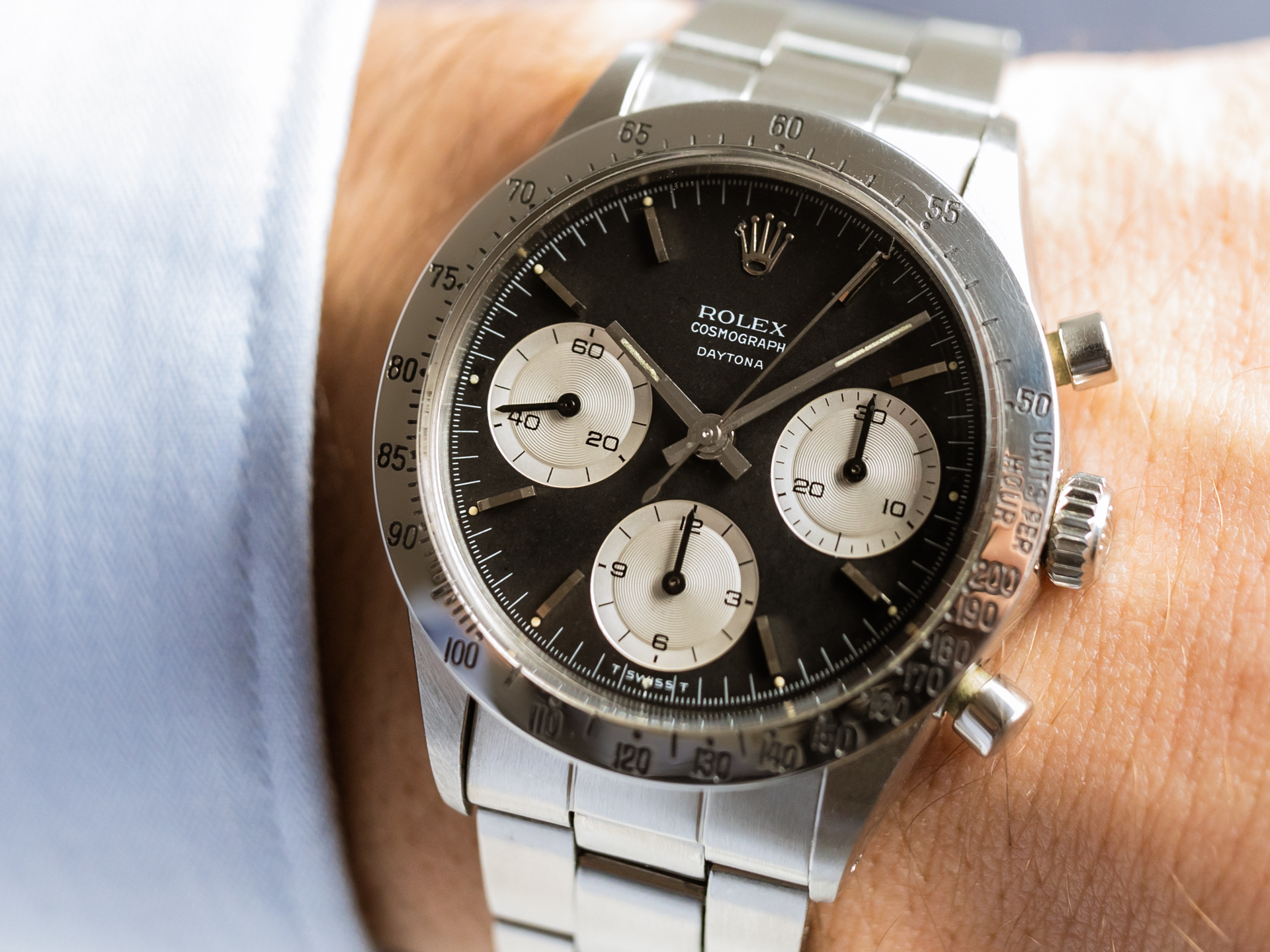 ROLEX Vintage DAYTONA COSMOGRAPH Ref-6239 Steel Black Tritium Small ...