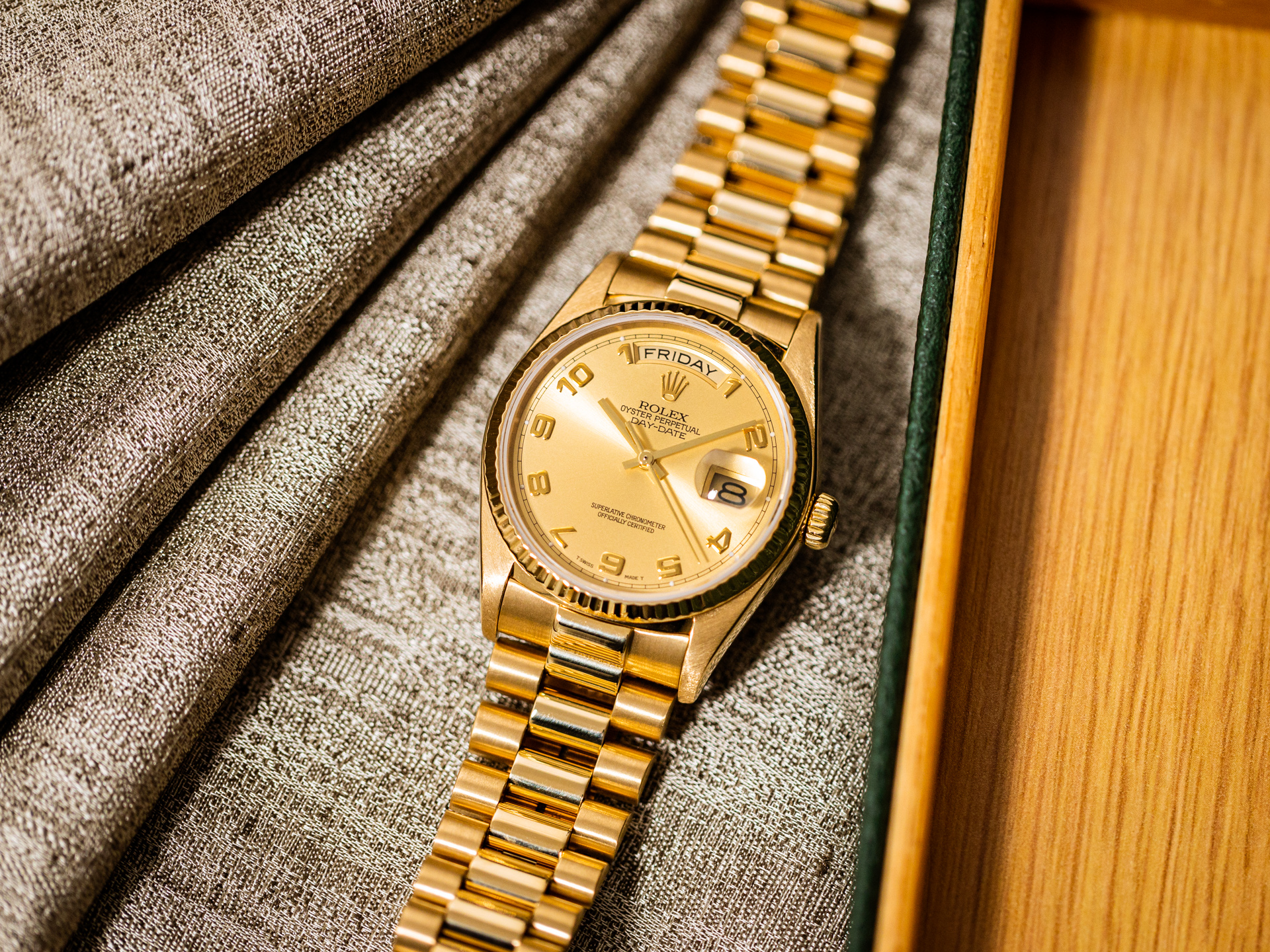 ROLEX Vintage DAY-DATE Ref-18038 18k Yellow Gold Single Quick Set Gold ...
